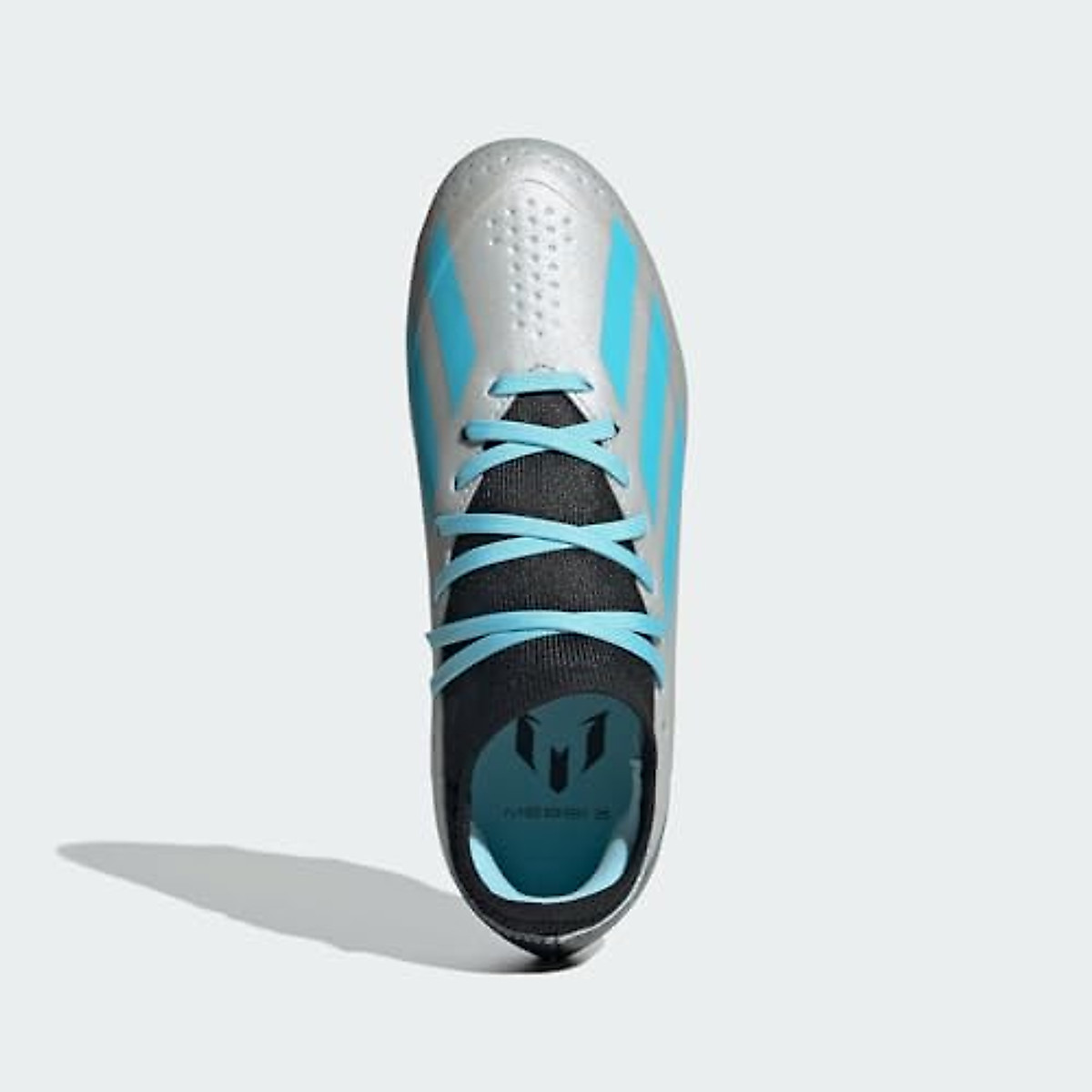 adidas X Crazyfast Messi.3 Firm Ground Sneaker, Silver Metallic/Bliss Blue/Core Black, 5.5 US Unisex Big Kid