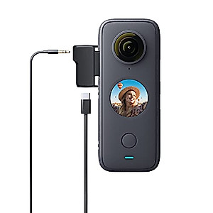 CYNOVA Upgraded Insta 360 Mic Adapter, Audio 3.5mm Jack Compatible with Insta360 One RS 1-inch 360 Mic Adapter / Insta360 One X2 Mic Adapter Extrenal Microphones USB-C Port for Inst360 X2 Accesories