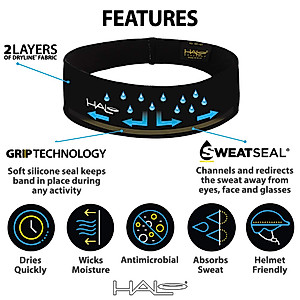 Halo Headband Sweatband Super Wide Pullover Black