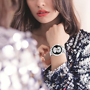 Wingle Bling Galaxy Watch 4 Case Compatible for Samsung Galaxy Watch 4 40mm Screen Protector, 4-Pack Soft TPU Full Protective Cover Crystal Diamonds Bumper Case (Black/Silver/Rose Gold/Pink)