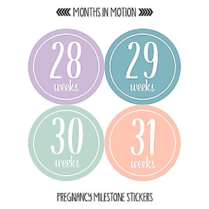 Months In Motion Pregnancy Weekly Belly Growth Stickers Pregnant Expecting Maternity Keepsake - Baby Bump - Large Set of 36 Weekly Photo Sticker