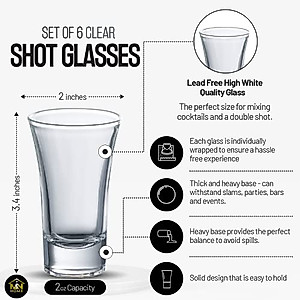 M&N HOME 6-Pack Heavy Base Shot Glass Set, 2-Ounce Shot Glasses