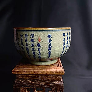 Jingdezhen Prajnaparamita Hrdaya Heart Sutra Crackle Cracked Ice Pattern Japanese Chinese Ceramic Porcelain Teacup Ochoko Sake Cup