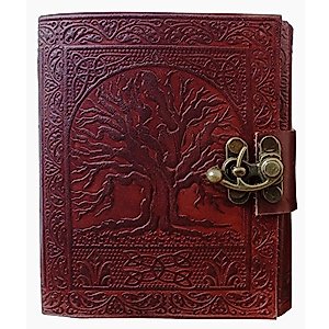 Tree of Life Leather Journal With C-Lock Notebook Gifts For Men Women Handmade Vintage Drawing Diary Travel Journal Sketchbook Writing Blankbook