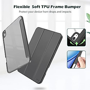 ProCase Case for iPad Air 4 Generation 10.9 Inch 2020, TPU Shockproof Border and Translucent PC Frosted Back Case Cover Protective Case with Pen Holder - Black, PC-08363119