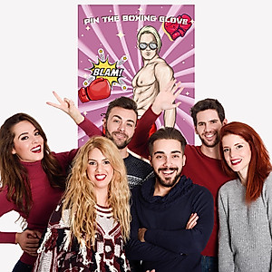 Bachelorette Party Games Pin the Sticker on The Hunk Games with 50 Boxing Glove Stickers for Bridal Shower Games Engagement Bachelorette Wedding Shower Funny Girls Night Games