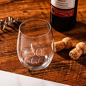 Crisky Rose Gold 30 & Fabulous Wine Glass for Women 30th Birthday Gifts Funny Ideas for Women, Wife, Mom, Sister, Aunt, Friends, Coworker, Her Rose Gold Foil 30 & Fabulous 14oz, with Box