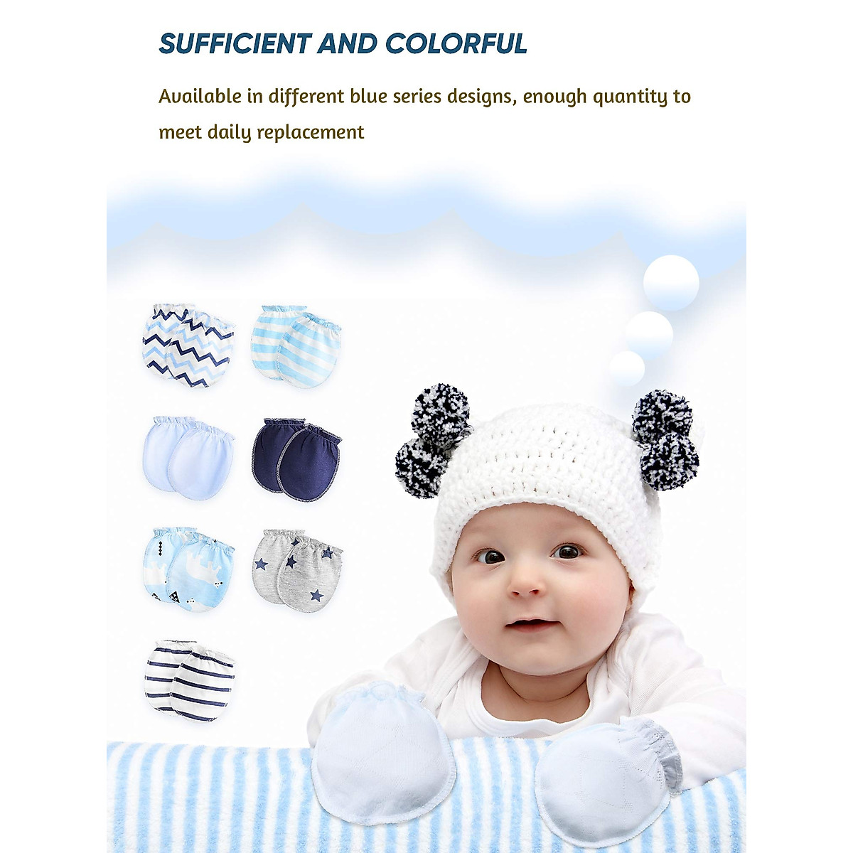 15 Pairs Baby Mittens Newborn Baby Unisex Gloves No Scratch Mittens for 0-6 Months Baby Boys Girls