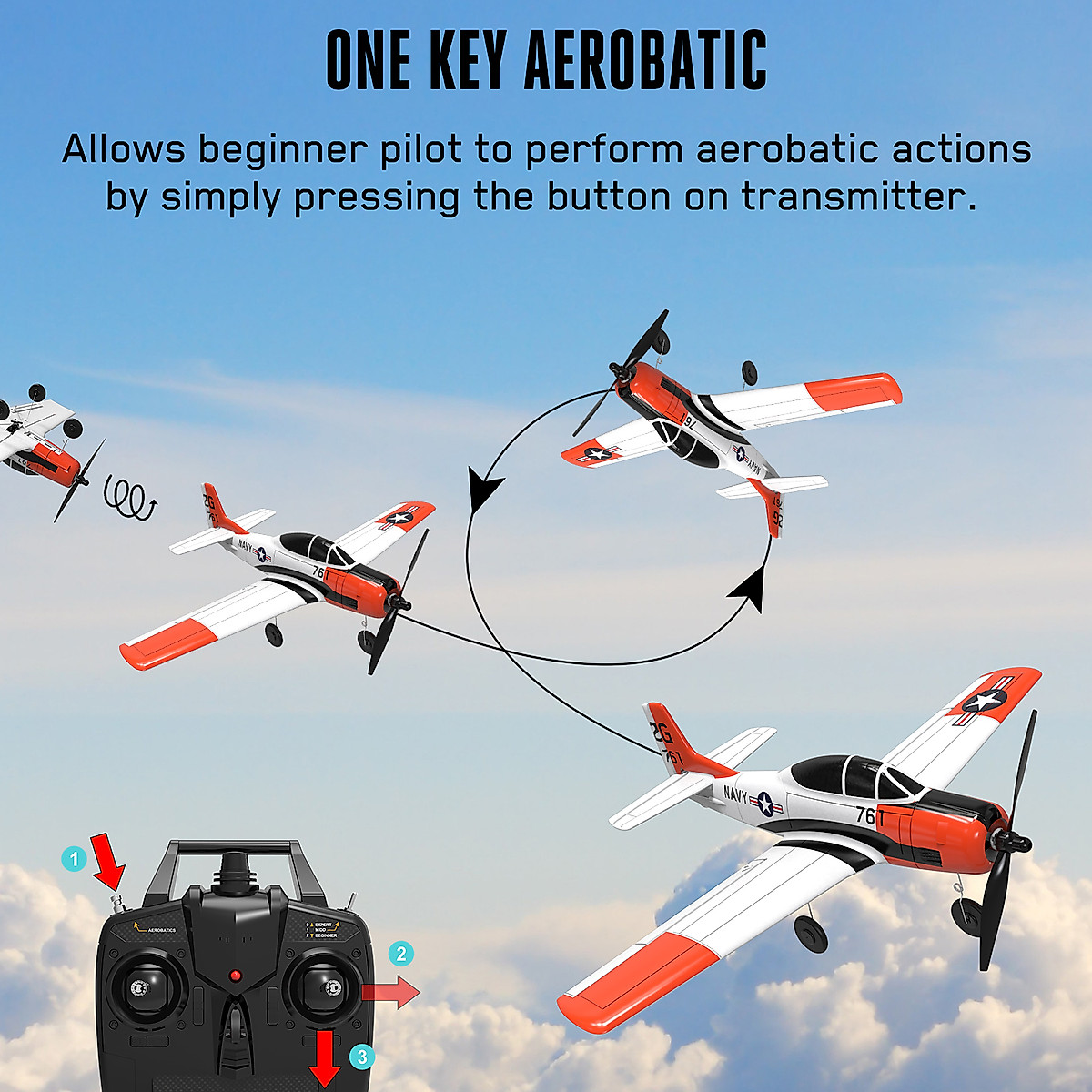 Volantex RC Airplane 2.4Ghz 4 Channel Remote Control,with Aileron T28 Trojan Parkflyer RC Aircraft Plane,Ready to Fly with Xpilot Stabilization System,Perfect for uitable for Kids and Beginners
