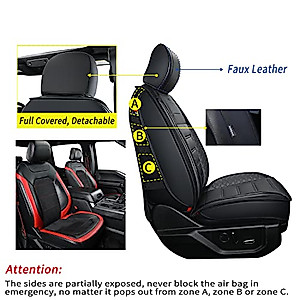 LUCKYMAN CLUB F150 Faux Leather Seat Covers, fit for 2015-2024 F150 SuperCrew, and 2017-2024 F250 F350 F450 Super Duty Crew Cab(Full Set, Black)