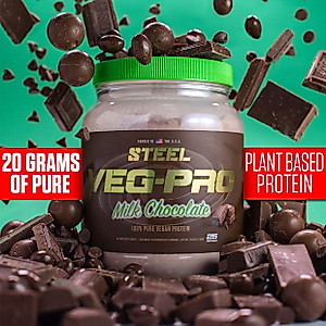 Steel Supplements Veg-PRO | Vegan Protein Powder, Milk Chocolate | 25 Servings (1.65lbs) | Organic Protein Powder with BCAA Amino Acid | Gluten Free | Non Dairy | Low Carb Formula