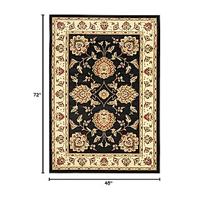SAFAVIEH Lyndhurst Collection Accent Rug - 4' x 6', Black & Ivory, Traditional Oriental Design, Non-Shedding & Easy Care, Ideal for High Traffic Areas in Entryway, Living Room, Bedroom (LNH555-9012)
