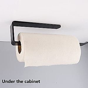 Hand Towel Holder Wall Mount or Adhesive No Drilling, 12.4 Inch Towel Bar Rack for Bathroom Countertop Sink Kitchen Paper Towel Holder Black