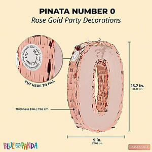 BLUE PANDA - Rose Gold Pinata for Birthday Party, Number 0 (Small)