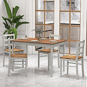 Giantex Dining Table Set for 4, Dining Room Table Set for 4, Breakfast Nook with Kitchen Table, 4 Dining Chairs, Compact Space-Saving Dinette Set for Small Space, Kitchen Table Chairs Set of 4 (Brown)