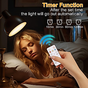 Rechargeable Battery Operated Light Bulb for Lamps, E26 Screw in (Magnetic Detachable) Puck Lights with Remote Control, Wireless Dimmable Timer Light Bulb for Non-Hardwired Wall Sconce (Pack of 2)