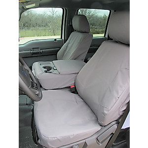 Durafit Seat Covers F486 C8 2014 Ford F150 -XLT and Lariat | Front 40/20/40 Split Seat with Opening Center Console | Fits 2015-2021 Ford F250; F350, F450, F550 XLT and Lariat | Charcoal Gray