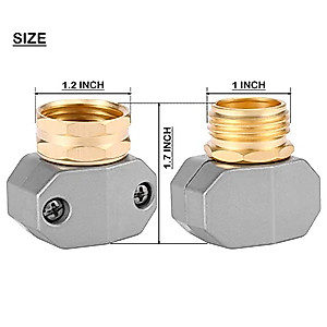 Zinc and Aluminum Male and Female Coupling, Fits All 5/8-Inch and 3/4-Inch Garden Hose Repair Fitting, 2 Pack (Male + Female)