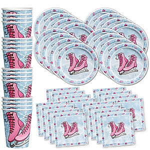 Ice Skating Birthday Party Supplies Set Plates Napkins Cups Tableware Kit for 16