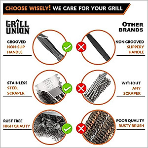 BBQ Grill Brush&Scraper for Outdoor Grill 18" Stainless Steel Grill Cleaning Brush Grill Grate Cleaner Safe Grill Accessories for Weber Gas, Charcoal, Smoker, Cast Iron,Infrared-Gifts for Men