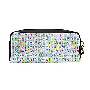LMSSHISANN Loteria Large Capacity Pencil Case PU Leather Functional Stationery Bags