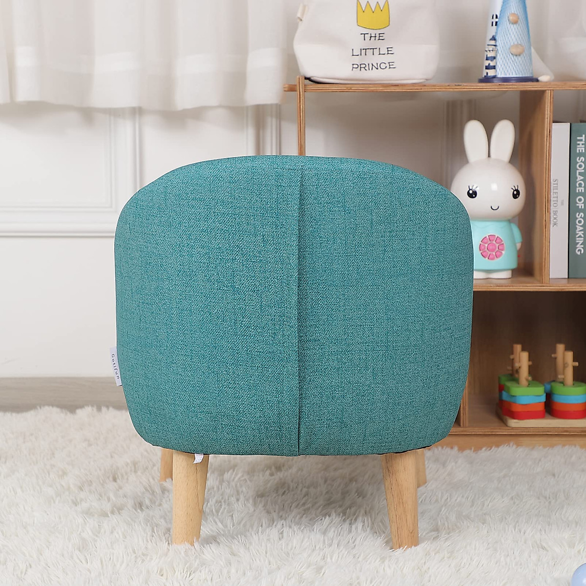 Single PVC Kids Sofa Chair, Toddler Sofa Couch with Wooden Legs, Children Armchair for Children Gift (Blue)