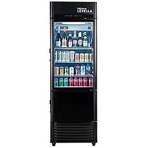 PremiumLevella PRFIM1257DX Single Glass Door Merchandiser Refrigerator-Freezer with Automatic Ice Maker Display Beverage Cooler-12.5 cu ft-Black