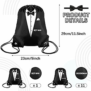 Eccliy 12 Pieces Groomsman Gift Bags for Wedding Include 1 Best Man and 11 Groomsman Proposal Bags Party Favor Bags for Groomsman Father's Birthday Anniversary Wedding Party Supplies