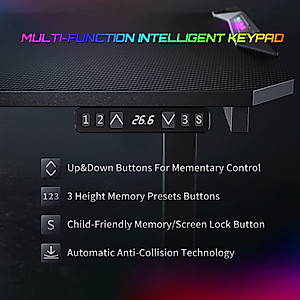 FEZIBO 63 Inch L Shaped Gaming Standing Desk, Electric Height Adjustable Gaming Desk with Triple Motors, Corner Stand up Desk with Cup Holder, Black Frame/Carbon Fiber Top