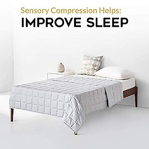 YnM Weighted Blanket with Bamboo Duvet Bundle | 48''x72'' 12lbs, Suit for One Person(~110lb) Use on Twin/Full Bed | Light Grey