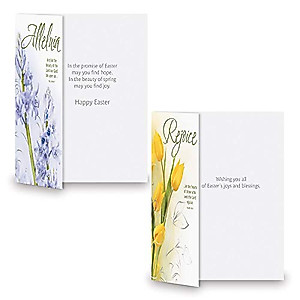 Deluxe Joy Religious Easter Greeting Cards - Set of 8 (4 designs), Envelopes Included, Inspiring Bible Messages for Christians and Catholics, 5 Inches x 7 Inches