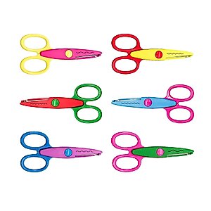 6 pairs Paper Edge Scissors diy photo album for Kids Adults 5" Safe Scissors Craft Scissors DIY scrapbook Colorful Craft Art Scissors