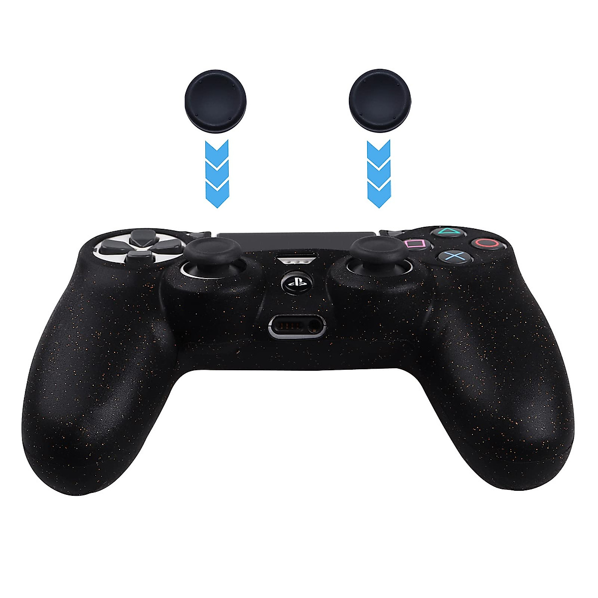 ROTOMOON Glitter Silicone Controller Skins for PS4 with 8 Thumb Grips, Sweat-Proof Anti-Slip Controller Cover Skin Protector Compatible with Playstation 4 Slim/Pro Controller…