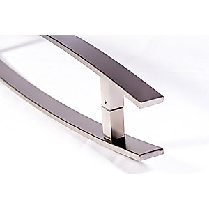 18 Inch Square Rectangle Flat Shape Stainless Steel Modern Contemporary Entry Door Handle Bar Ladder Pull Shower Glass Sliding Barn Door Interior Exterior Door Pull Push Brushed Nickel Satin Finish