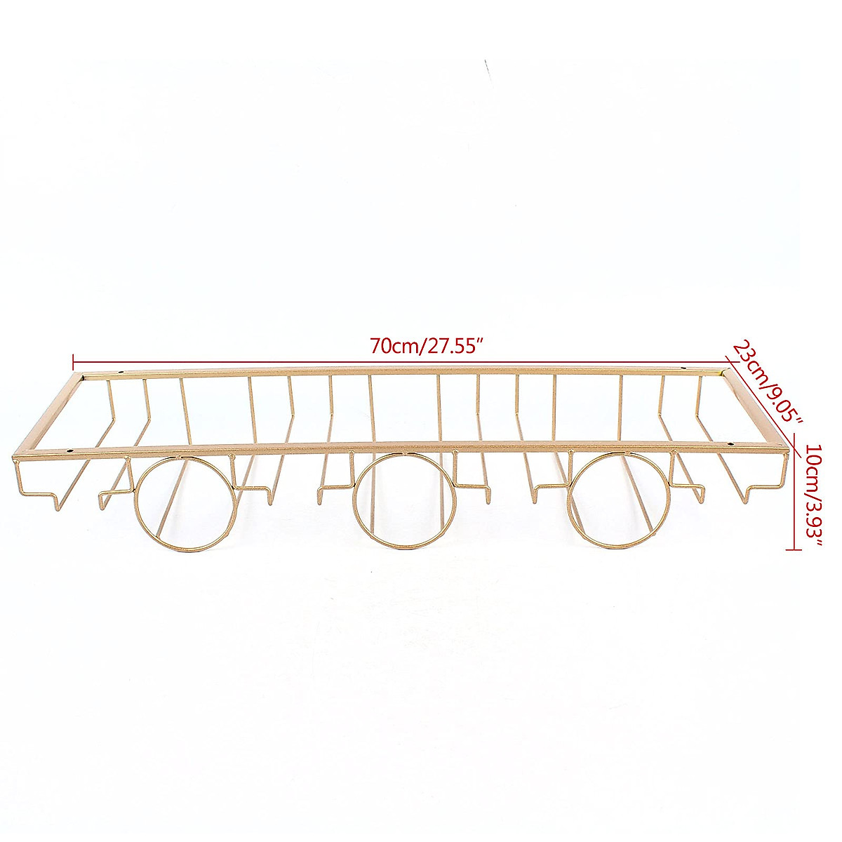 Under Cabinet Wine Rack, Wine Bottle Holder Under Shelf and Hanging Wine Glass Holder Set, Under Cabinet Stemware Holder for Kitchen Cabinet, Wine Cabinet, Bar Cart(Gold)