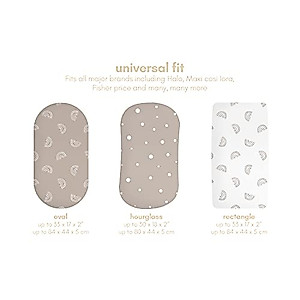 Bear’s Little Fish 100% Organic Cotton Baby Bassinet Sheets - Soft Fitted Crib Sheets for Hourglass Rectangular Oval Bassinet Mattress Pad Basket For Bedside - 3-Pack