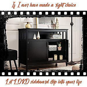 LOKO Buffet Cabinet with Storage, Freestanding Kitchen Cabinet with Adjustable Shelf, Storage Sideboard Console Table, 45 x 20 x 36 inches (Black)