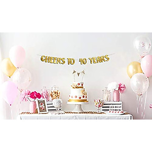 Cheers to 40 Years Gold Glitter Banner - 40th Anniversary and Birthday Party Decorations