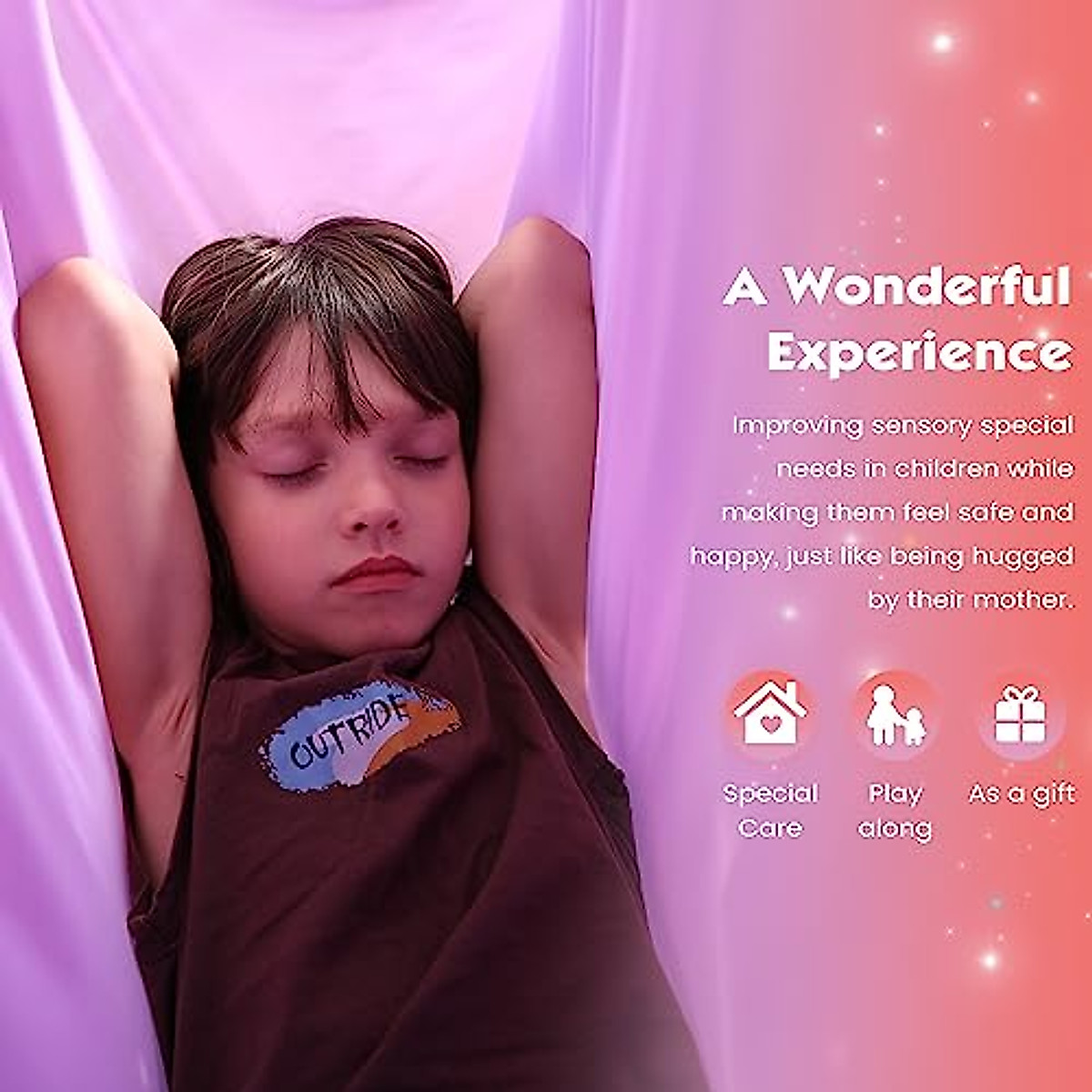 Sensory Swing Indoor/Outdoor for Kids & Adults with Cartoon Fabric, Double Layer, Holds 300 lbs (Pink) - 360 Swivel Ceiling Swing