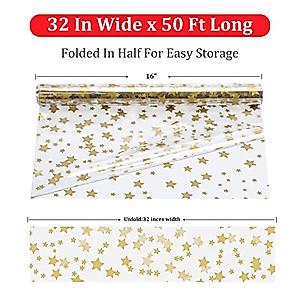 Christmas Cellophane Wrap Roll, Cellophane Wrap Gift Basket Wrap, Nistar Cellophane Wrap Roll (32 in x 50 ft) Gold for Gift Baskets with 8 Bows Extra Large Clear Wrapping Paper to Treats, Flower, DIY Craft for Holiday, Christmas