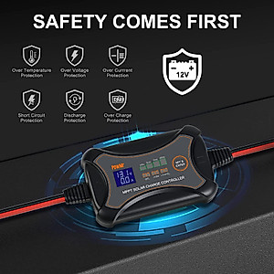 10A MPPT Solar Charge Controller 12V, PowMr 10 Amp 12 Volt Solar Panel Regulator with Digital LCD Display, Solar Intelligent Controller for 12V Lead-Acid, LiFePO4, Lithium Batteries