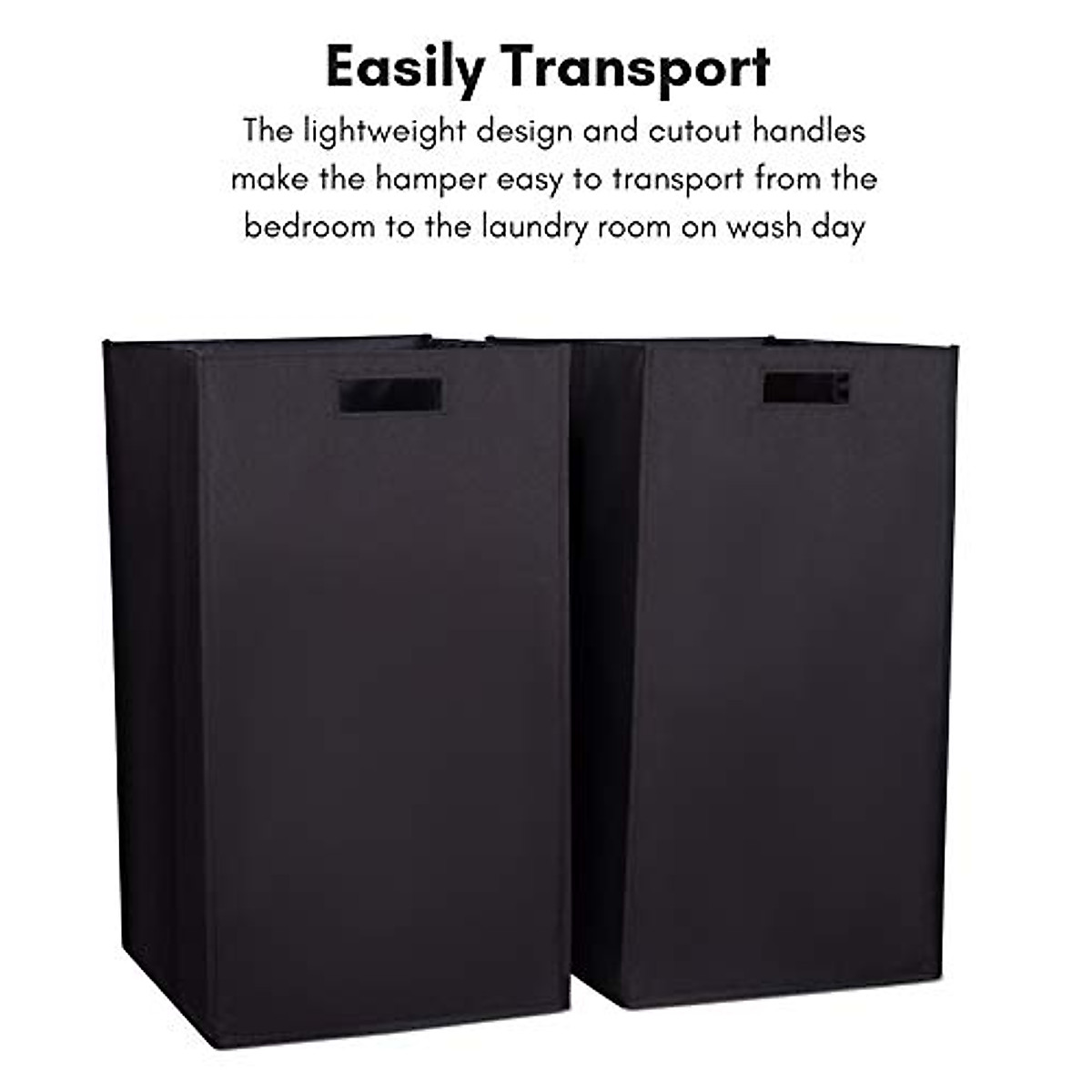 Internet's Best Collapsible Laundry Hamper - Set of 2 - Dirty Clothes Sorter with Handles - Magnetic Side - Easy Storage - Folding - Black