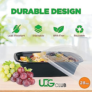 UEG CLUB Reusable 50Pack Meal Prep Food Storage Containers with Lids, Microwave Safe, Ideal for Prepping & Storing Meals, 38oz BPA Free Containers (38, Rectangular, 50, U2023E00786G4)