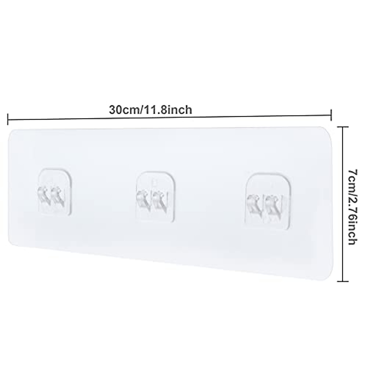 2 Pack Wall Adhesive Hook Sticker for Shower Caddy, Strong Transparent Adhesive Strip with 3 Hooks for Shower Organizer, Kitchen Racks, Bathroom Shelves, Adhesive Tape for Hanging Shower Caddies