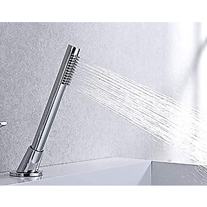 3 Hole Deck Mount Roman Tub Faucet with Hand Shower, Solid Brass Chrome Finish Valve Included