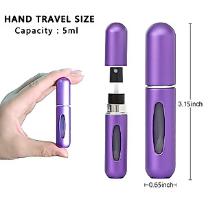 Portable Mini Refillable Perfume Atomizer Bottle Refillable Spray, pocket perfume dispenser,Scent Pump Case,Empty Perfume Bottles for Travel and Outgoing 5 sets of 5ml /0.2oz