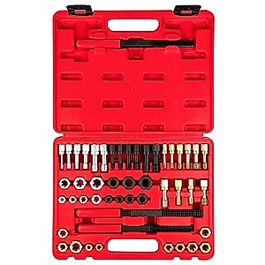 wesleydrill 49PCS Thread Chaser Set, Metric and SAE Thread Restorer Tool with Thread Pitch Gauge, Including 22 Taps, 24 Dies, 3 Thread Files, UNF & UNC Size