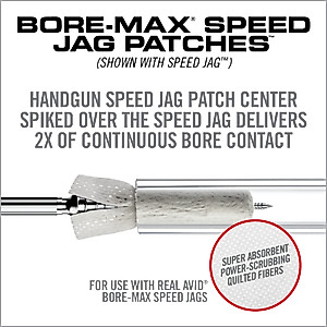 Real Avid Bore-Max Speed Jag and Patches, Bore Cleaning Jag Gun Patch Holder and Gun Cleaning Supplies Patches, Rifle Jag Pistol Jag and Patches Set (.40cal Handgun)