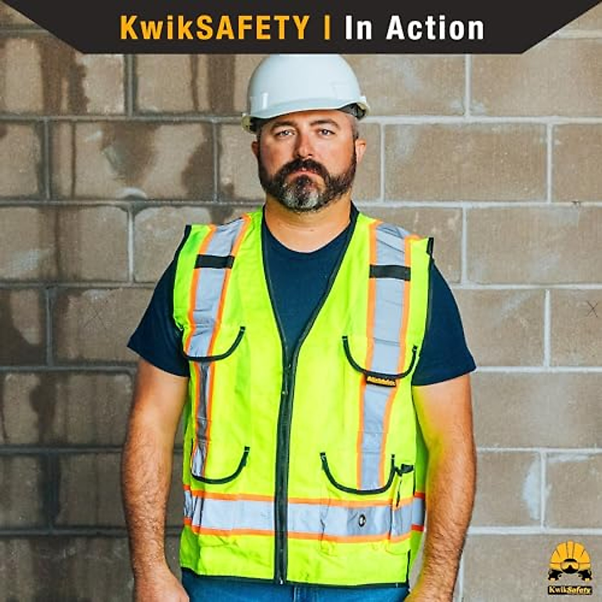 KwikSafety - Charlotte, NC - GODFATHER Safety Vest [CUSHIONED COLLAR] Class 2 ANSI OSHA High Visibility 9 Pockets Reflective Heavy Duty Mesh Vis Construction Industrial Surveyor Men/Yellow Large