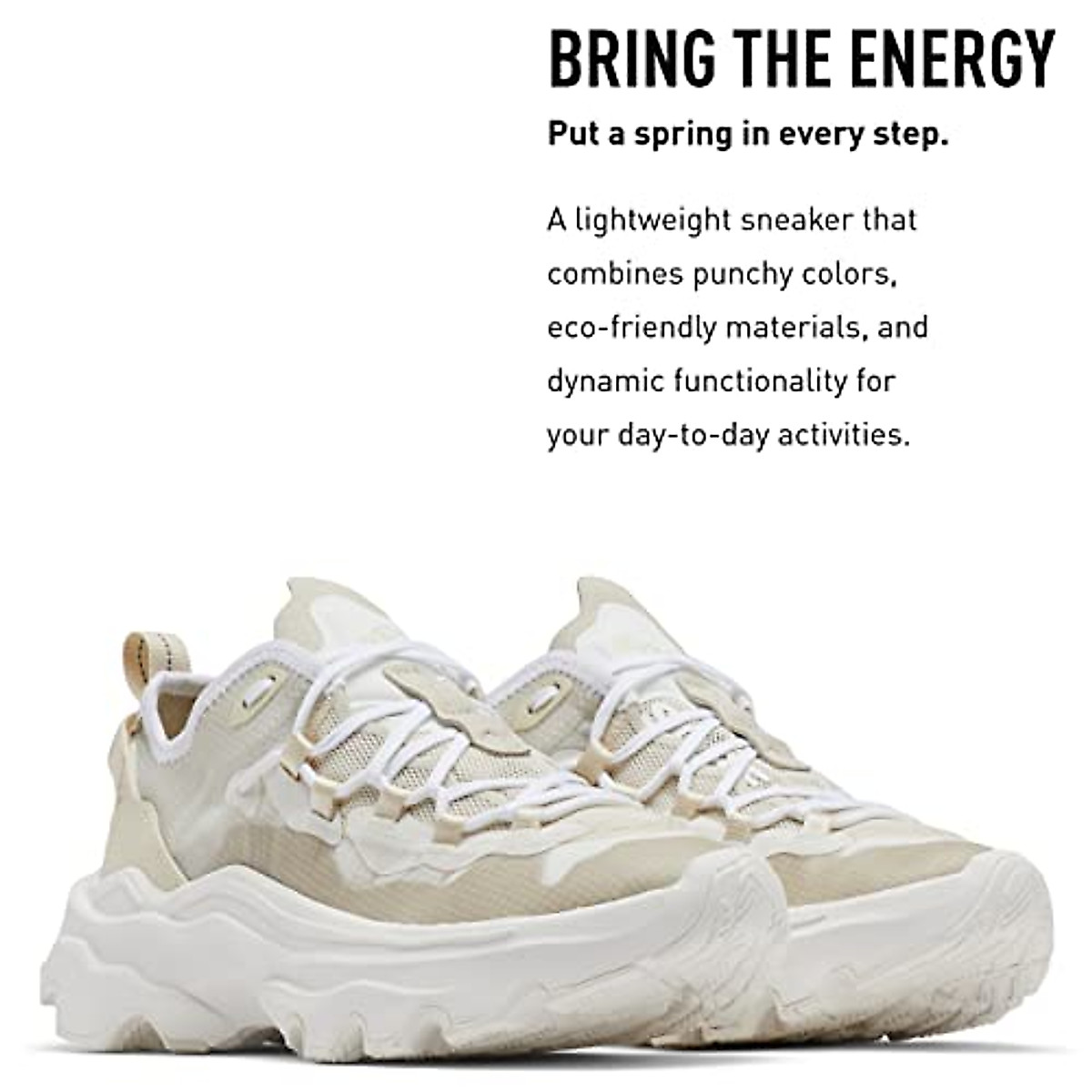 Sorel Women's Kinetic Breakthru Tech Lace Sneaker - White, Chalk - Size 7.5